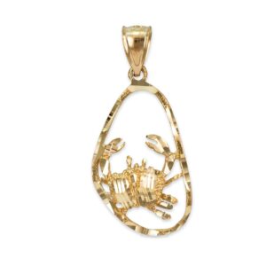 14K Yellow Gold Cancer Zodiac Sign DC Pendant