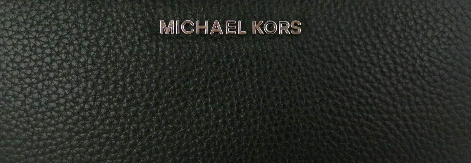 Michael Kors Jet Set Travel Continental Zip Around Leather Wallet Wristlet (Black with Silver Hardware)