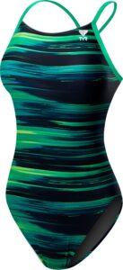 tyr girls’ lm cutoutfit swimsuit, green, 24