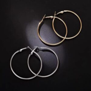 90mm Hoop Earrings for Women (Gold)