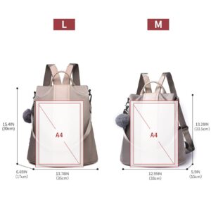 PINCNEL Women Khaki Medium Backpack Purse Waterproof Nylon Anti-theft Rucksack Lightweight Shoulder Bag