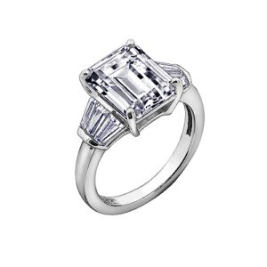 diamonbliss emerald cut ring for women 925 sterling silver prong set engagement cocktail ring band | 3.60 carats cubic zirconia cz simulated diamond (9)