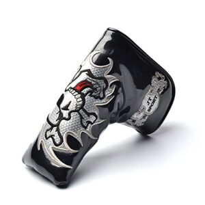 gooaction skull golf club blade putter head cover magnetic closure pu leather mirror water-proof protector headcover