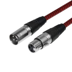 furui xlr cable 6ft 2pack male to female, microphone xlr cable 3 pin nylon braided balanced xlr cable mic dmx cable patch cords with oxygen-free copper conductors