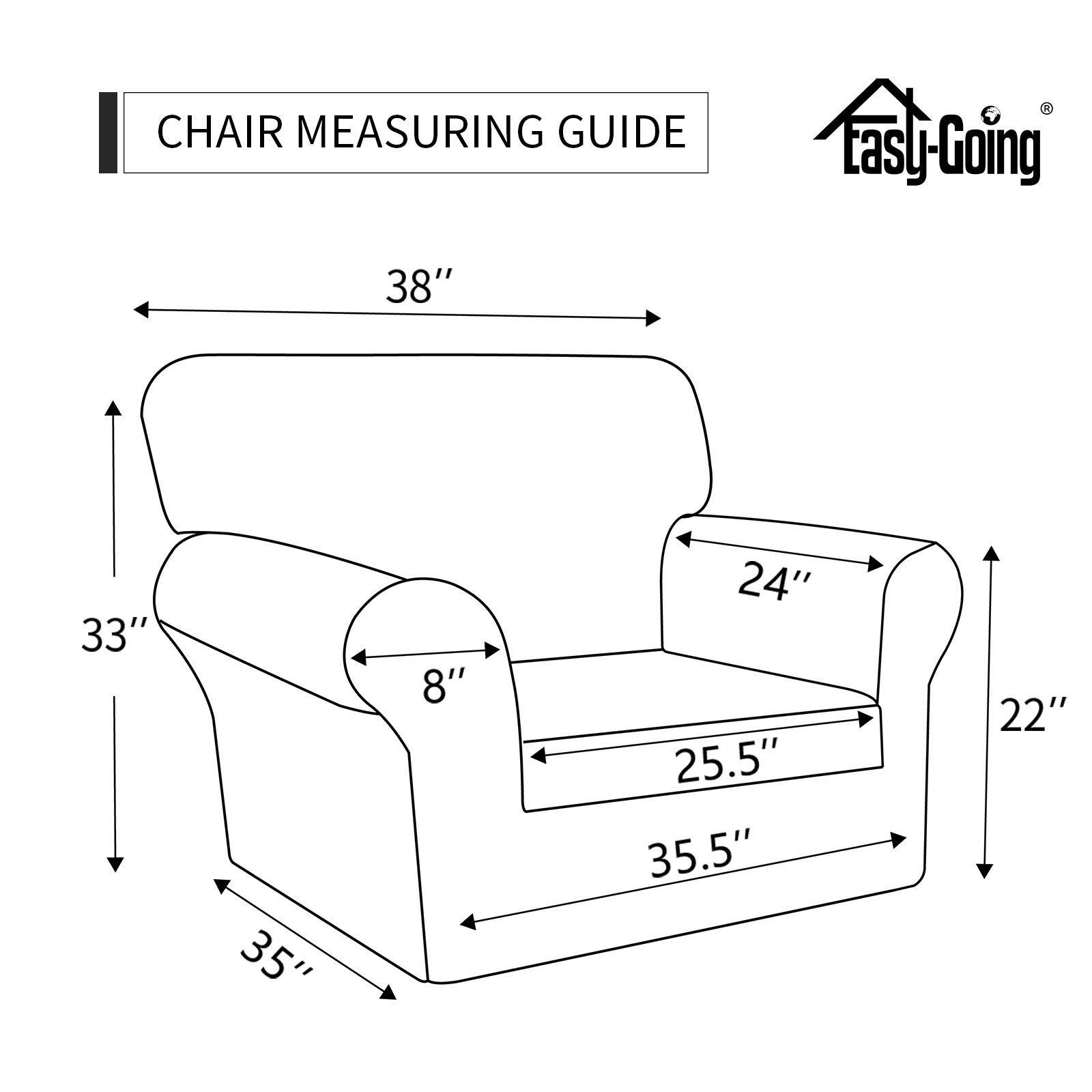 Easy-Going 2 Pieces Microfiber Stretch Chair Slipcover – Spandex Soft Fitted Sofa Couch Cover Washable Furniture Protector with Elastic Bottom Kids Pet Dark Gray