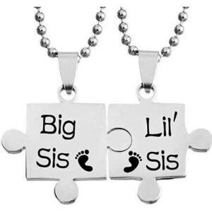 Comelyjewel Jigsaw Shape Bff Lettering Stainless Steel Necklace Pendant Set