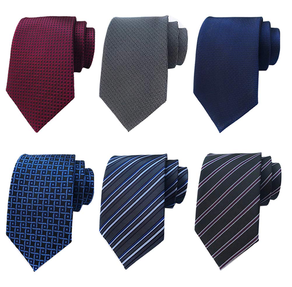 Adulove Men's Necktie Classic Silk Tie Woven Jacquard Neck Ties 6 PCS