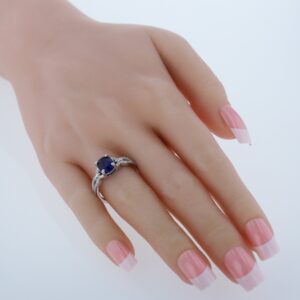 PEORA Created Blue Sapphire Forever Ring for Women 925 Sterling Silver, 2.50 Carats Oval Shape 9x7mm, Size 9