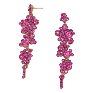 rosemarie collections women's stunning crystal rhinestone statement bubble dangle earrings 3.25 inches (fuchsia pink gold tone)