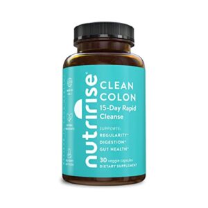 nutririse 15 day quick colon cleanse for gut health - digestive support with probiotics & fiber for constipation, regularity & bloating, sugar & gluten free