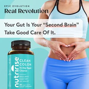 NutriRise 15 Day Quick Colon Cleanse for Gut Health - Digestive Support with Probiotics & Fiber for Constipation, Regularity & Bloating, Sugar & Gluten Free