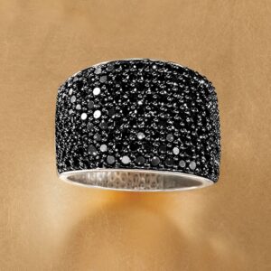 Ross-Simons 3.70 ct. t.w. Pave Black Spinel Ring in Sterling Silver. Size 8