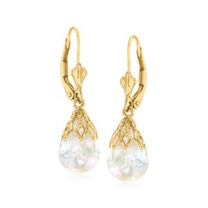 ross-simons floating opal drop earrings in 14kt yellow gold