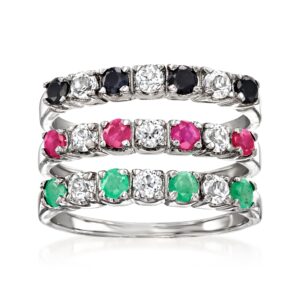 ross-simons 1.50 ct. t.w. multi-gemstone jewelry set: 3 rings in sterling silver. size 6