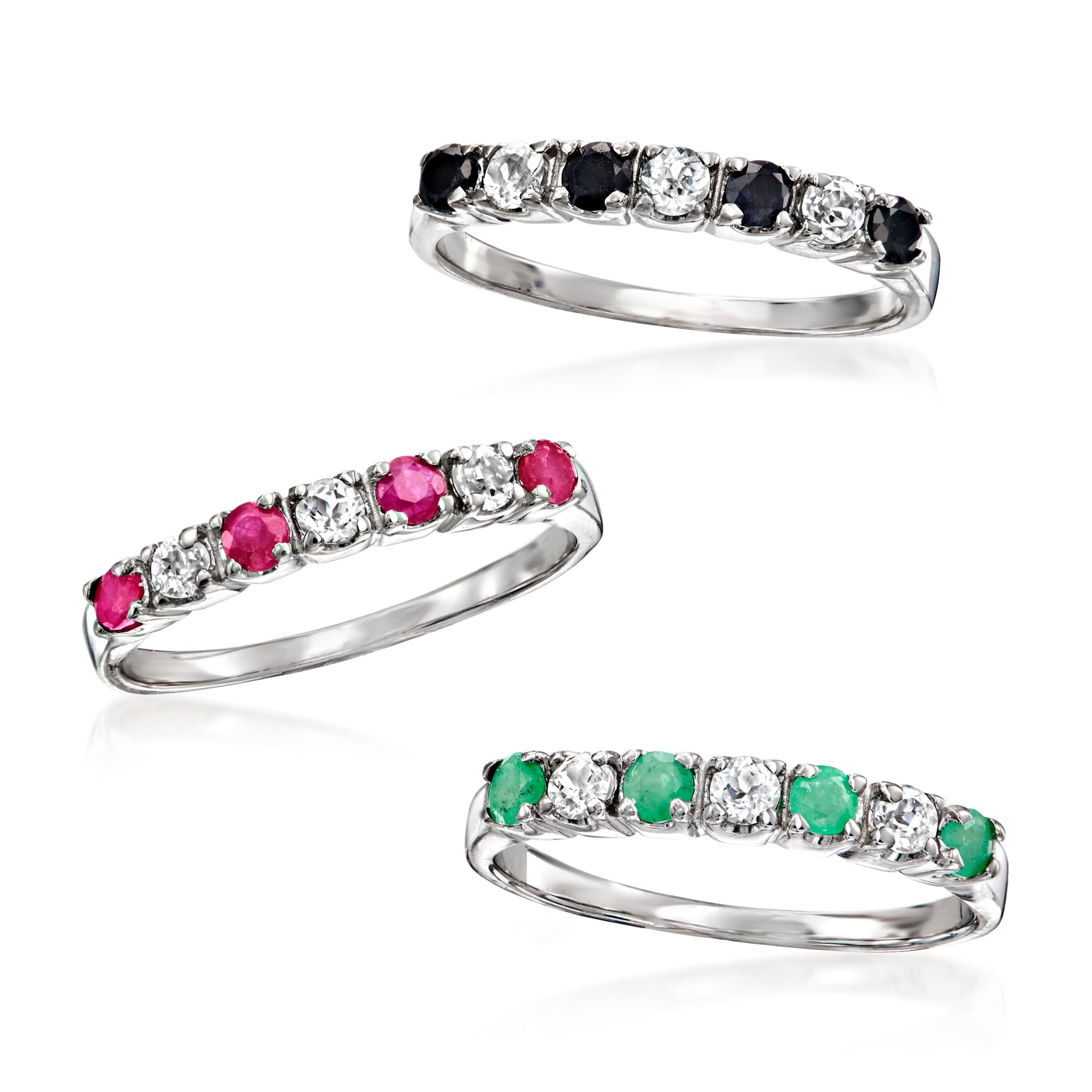 Ross-Simons 1.50 ct. t.w. Multi-Gemstone Jewelry Set: 3 Rings in Sterling Silver. Size 6