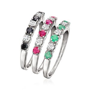 Ross-Simons 1.50 ct. t.w. Multi-Gemstone Jewelry Set: 3 Rings in Sterling Silver. Size 6