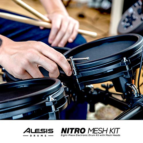 Alesis Nitro Mesh Kit - Electronic Drum Set with Quiet Mesh Pads, USB MIDI, Kick Pedal and Rubber Kick Drum, 40 Kits, 385 Sounds, Drum Lessons