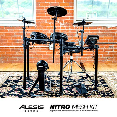 Alesis Nitro Mesh Kit - Electronic Drum Set with Quiet Mesh Pads, USB MIDI, Kick Pedal and Rubber Kick Drum, 40 Kits, 385 Sounds, Drum Lessons