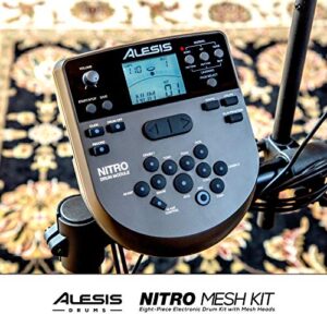 Alesis Nitro Mesh Kit - Electronic Drum Set with Quiet Mesh Pads, USB MIDI, Kick Pedal and Rubber Kick Drum, 40 Kits, 385 Sounds, Drum Lessons