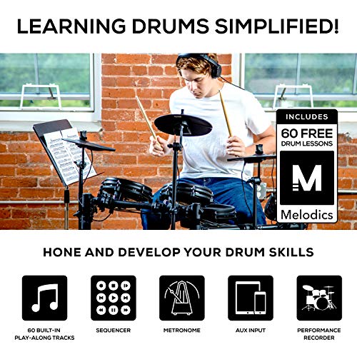 Alesis Nitro Mesh Kit - Electronic Drum Set with Quiet Mesh Pads, USB MIDI, Kick Pedal and Rubber Kick Drum, 40 Kits, 385 Sounds, Drum Lessons