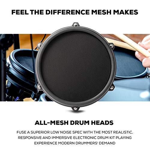 Alesis Nitro Mesh Kit - Electronic Drum Set with Quiet Mesh Pads, USB MIDI, Kick Pedal and Rubber Kick Drum, 40 Kits, 385 Sounds, Drum Lessons