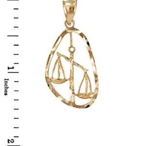 10K Yellow Gold Libra Zodiac Sign DC Pendant