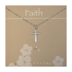 efytal sterling silver cross necklace for women, confirmation gifts, first communion baptism gifts, sterling silver dainty necklaces, religious gift for catholic birthday