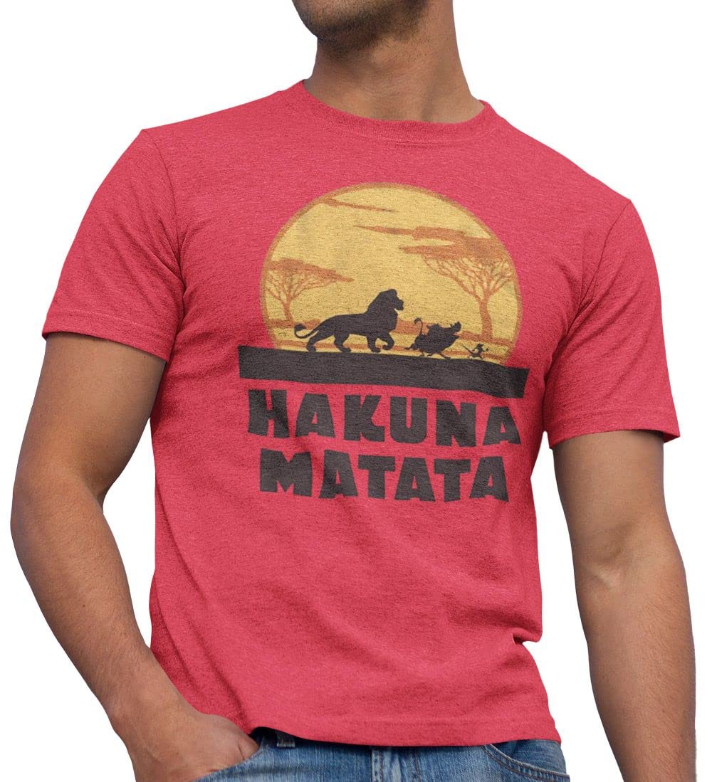 Disney Lion King Hakuna Matata T-Shirt for Adults(LG, Red Heather)