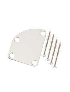 metallor electric guitar neck plate curved cutaway semi round neck joint back mounting plate 4 holes with screws compatible with stratocaster telecaster style guitar bass parts replacement