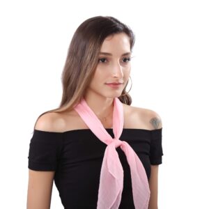 MissShorthair 50s Chiffon Scarf Sheer Square Neck Head Scarf for Women