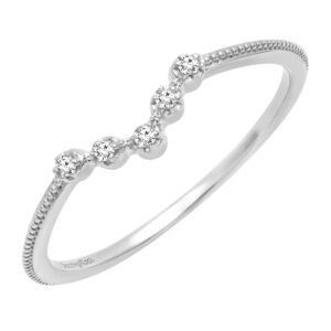 dazzlingrock collection white diamond 5 stone beaded chevron band for women (0.05 ctw, clarity i-j, clarity i2-i3) in 10k white gold size 8.5