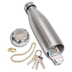 diversion water bottle can safe by stash-it, stainless steel tumbler with hiding spot for money, discreet decoy for travel or at home, bottom unscrews to store your valuables