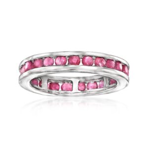 ross-simons 2.10 ct. t.w. channel-set ruby eternity band in sterling silver. size 6