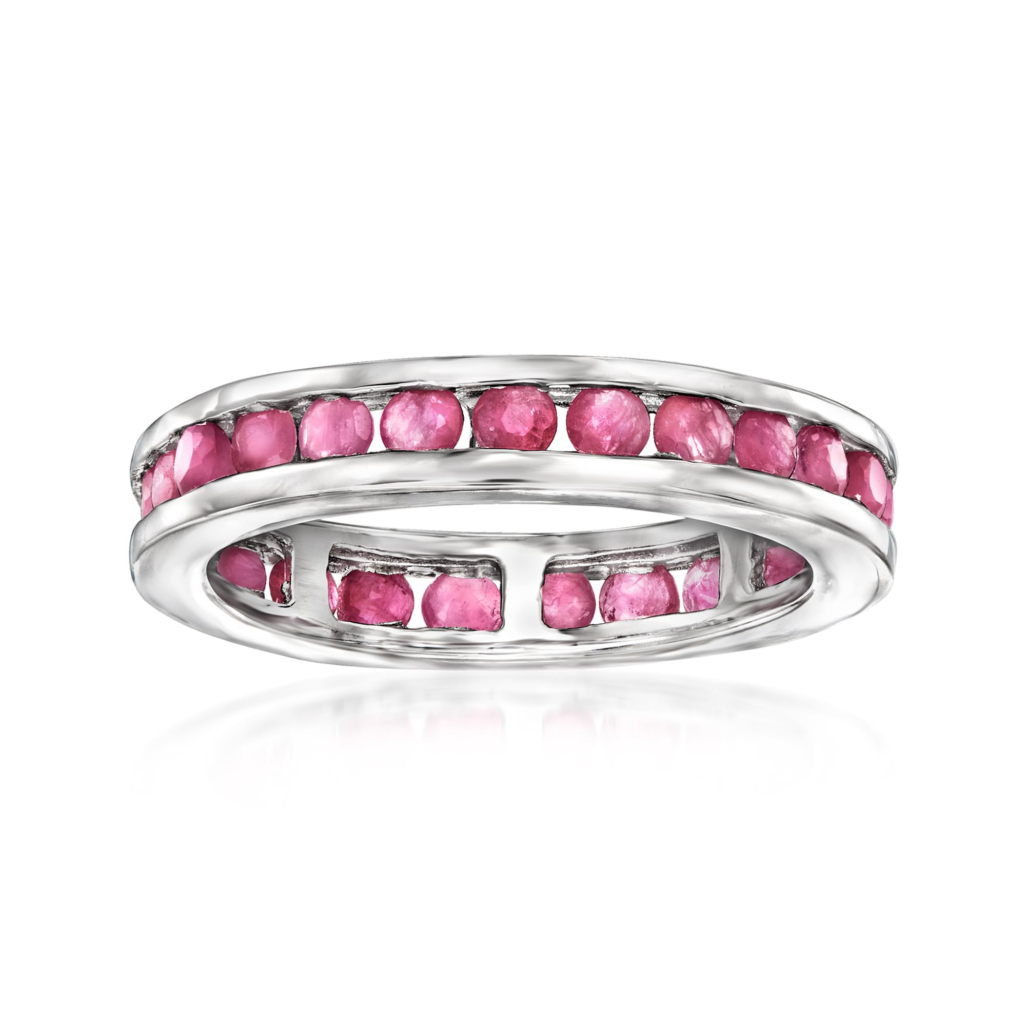 Ross-Simons 2.10 ct. t.w. Channel-Set Ruby Eternity Band in Sterling Silver. Size 6