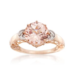 ross-simons 3.40 carat morganite ring with diamond accents in 14kt 2-tone gold. size 7