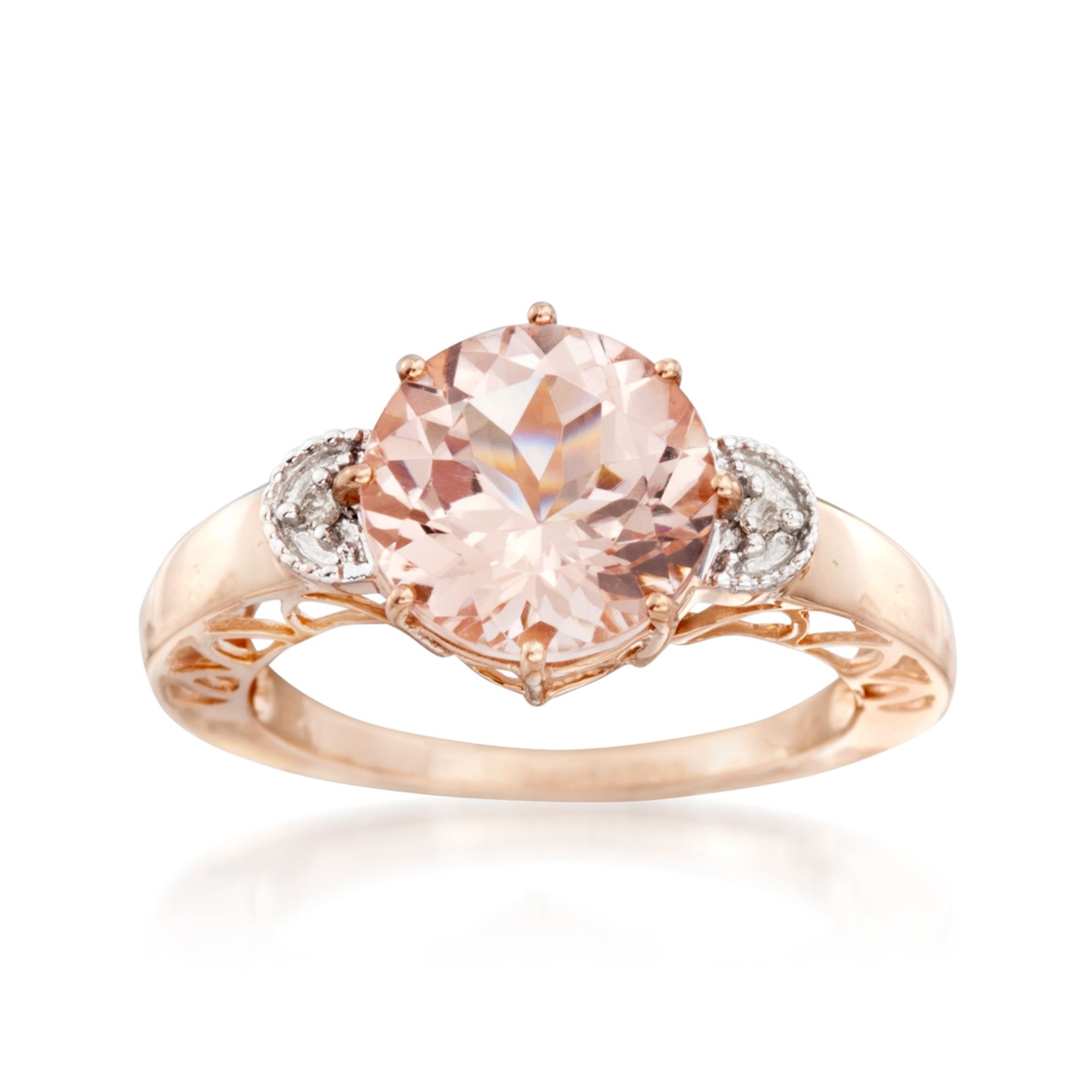 Ross-Simons 3.40 Carat Morganite Ring With Diamond Accents in 14kt 2-Tone Gold. Size 7