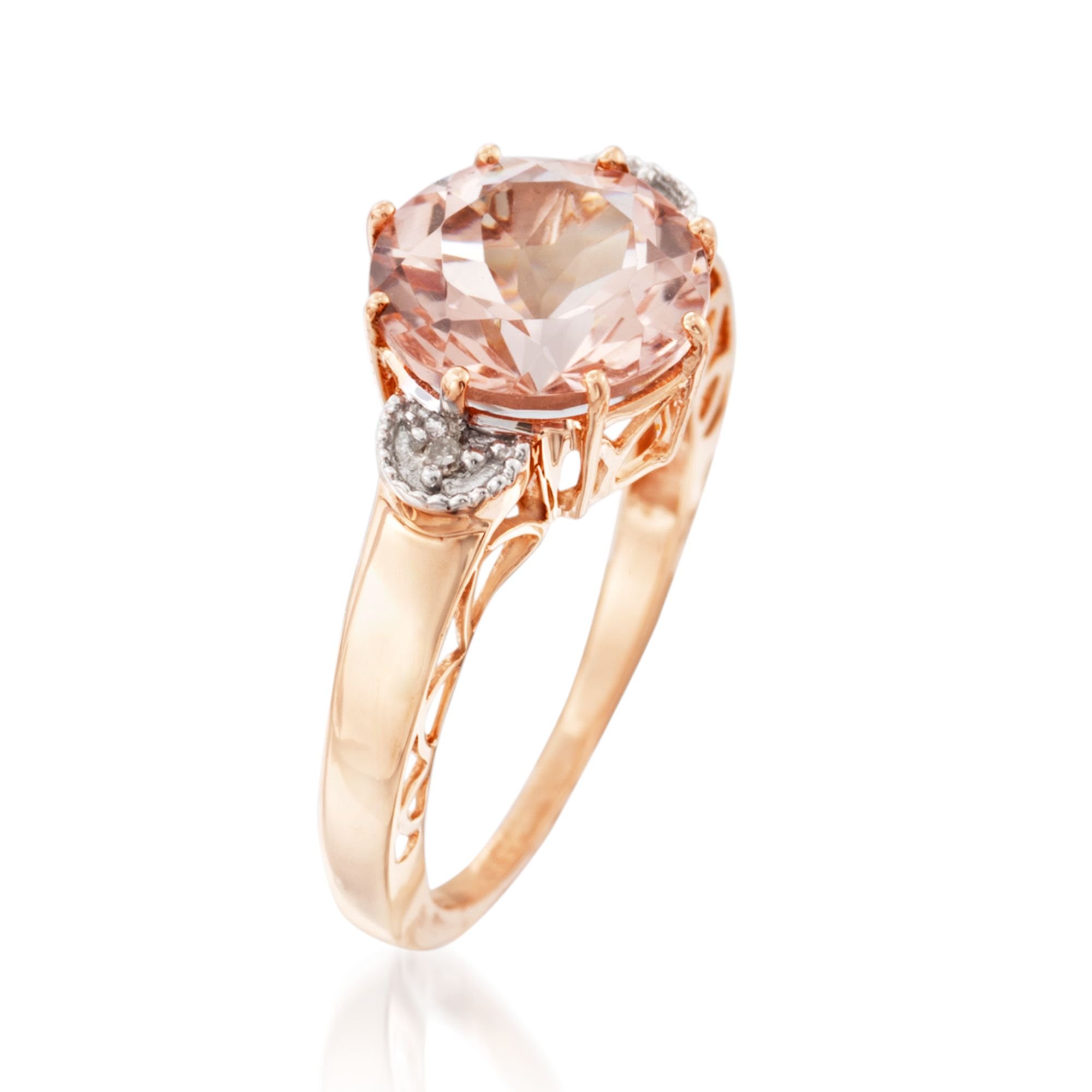 Ross-Simons 3.40 Carat Morganite Ring With Diamond Accents in 14kt 2-Tone Gold. Size 7