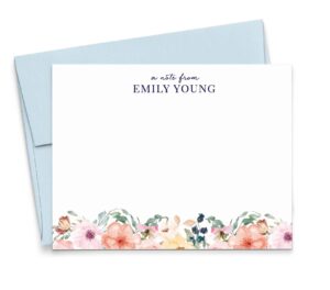 personalized floral stationery set, personalized stationary for women, your choice of colors and quantity