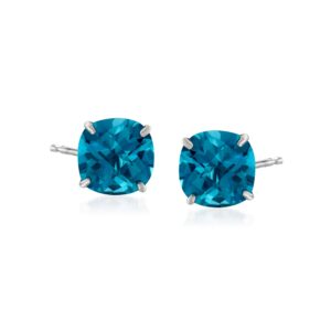 ross-simons 6.00 ct. t.w. london blue topaz stud earrings in 14kt white gold