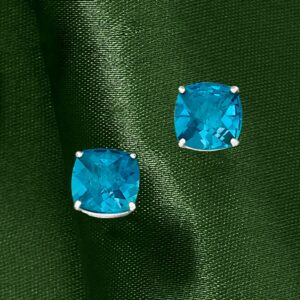 Ross-Simons 6.00 ct. t.w. London Blue Topaz Stud Earrings in 14kt White Gold