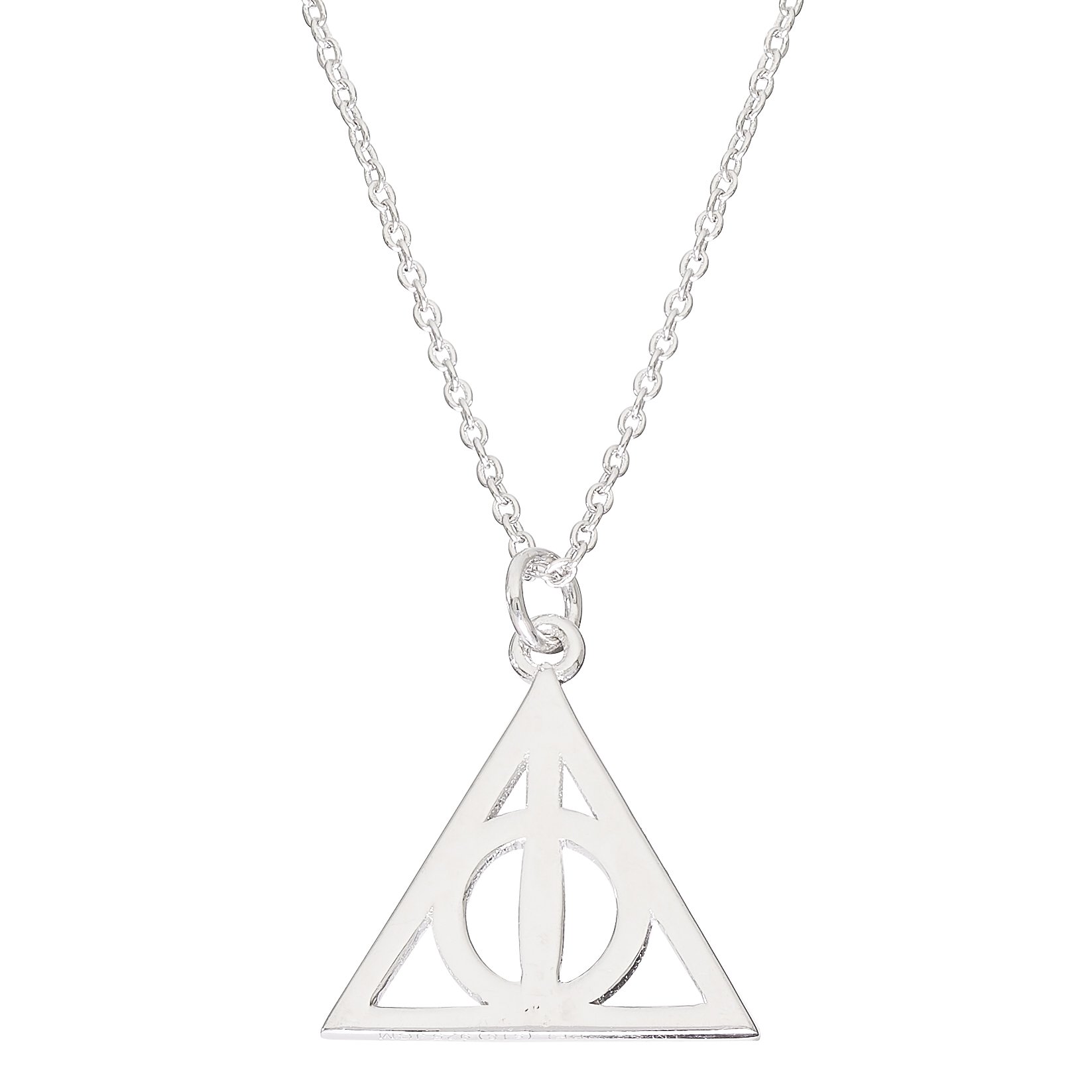 Harry Potter Jewelry for Women, Sterling Silver Deathly Hallows Pendant Necklace, 18" Chain