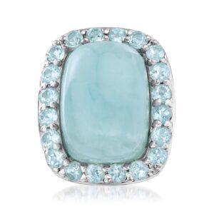 ross-simons 19.00 carat aquamarine and 2.60 ct. t.w. sky blue topaz ring in sterling silver. size 6