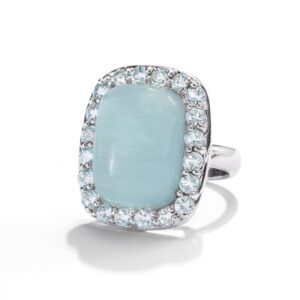 Ross-Simons 19.00 Carat Aquamarine and 2.60 ct. t.w. Sky Blue Topaz Ring in Sterling Silver. Size 6