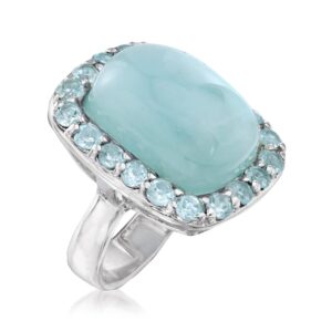 Ross-Simons 19.00 Carat Aquamarine and 2.60 ct. t.w. Sky Blue Topaz Ring in Sterling Silver. Size 6