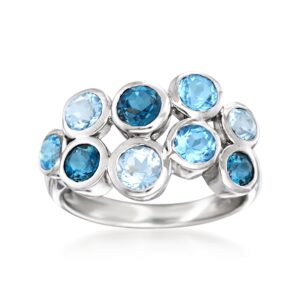 ross-simons 2.50 ct. t.w. tonal blue topaz bubble ring in sterling silver. size 7