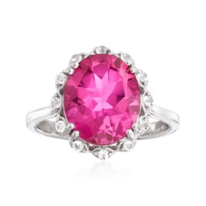 ross-simons 5.95 ct. t.w. pink and white topaz ring in sterling silver. size 6