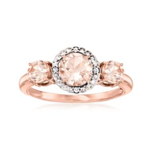 ross-simons 1.25 ct. t.w. morganite ring with diamond accents in 14kt 2-tone gold. size 8