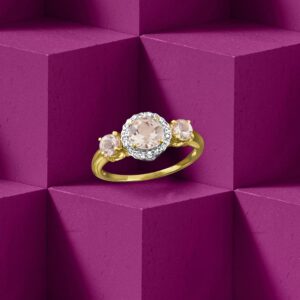 Ross-Simons 1.25 ct. t.w. Morganite Ring With Diamond Accents in 14kt 2-Tone Gold. Size 8