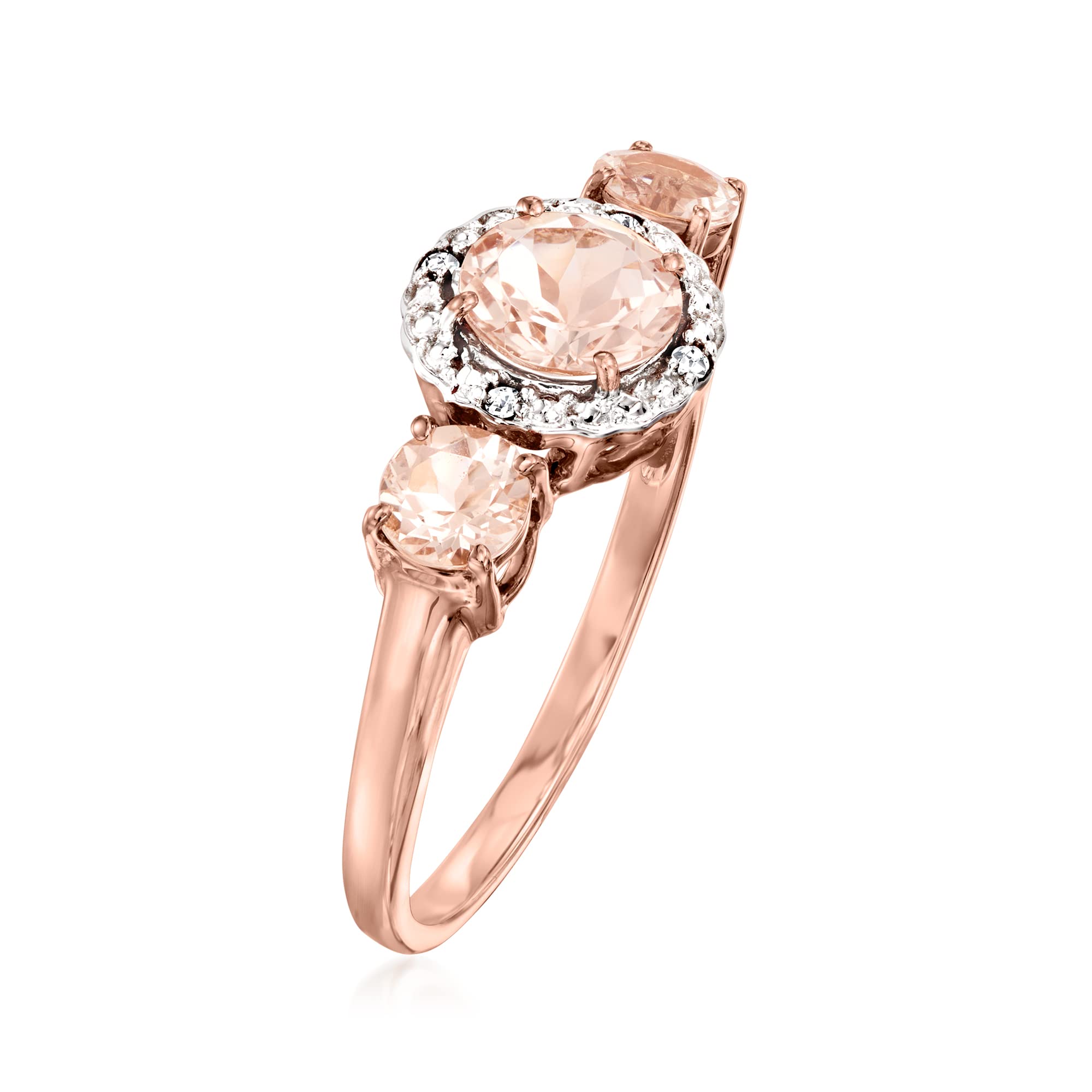 Ross-Simons 1.25 ct. t.w. Morganite Ring With Diamond Accents in 14kt 2-Tone Gold. Size 8