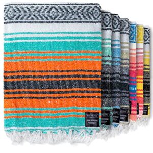 Benevolence LA Handwoven Mexican Blanket, Perfect as Serape, Outdoor, Picnic, Camping Blanket, 45x70 inches - Mandarin